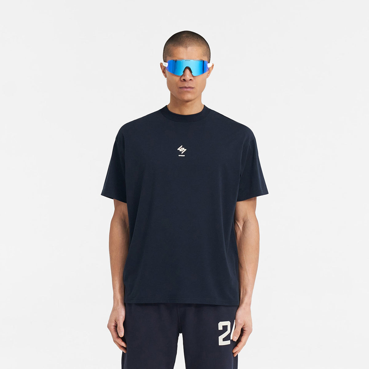 Navy Oversized Gym Top | 247 | REPRESENT