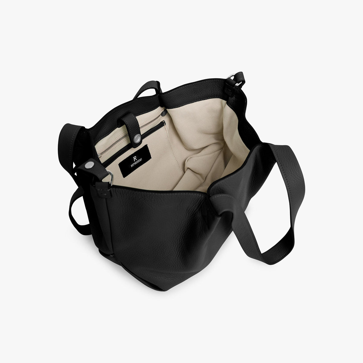 Leather Pleat Mini Tote - Jet Black | REPRESENT