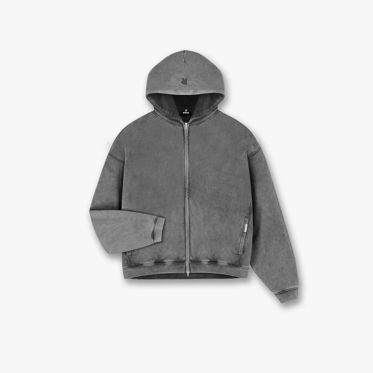 Initial Boxy Oversized Zip Through Hoodie | Vintage Grey | REPRESENT