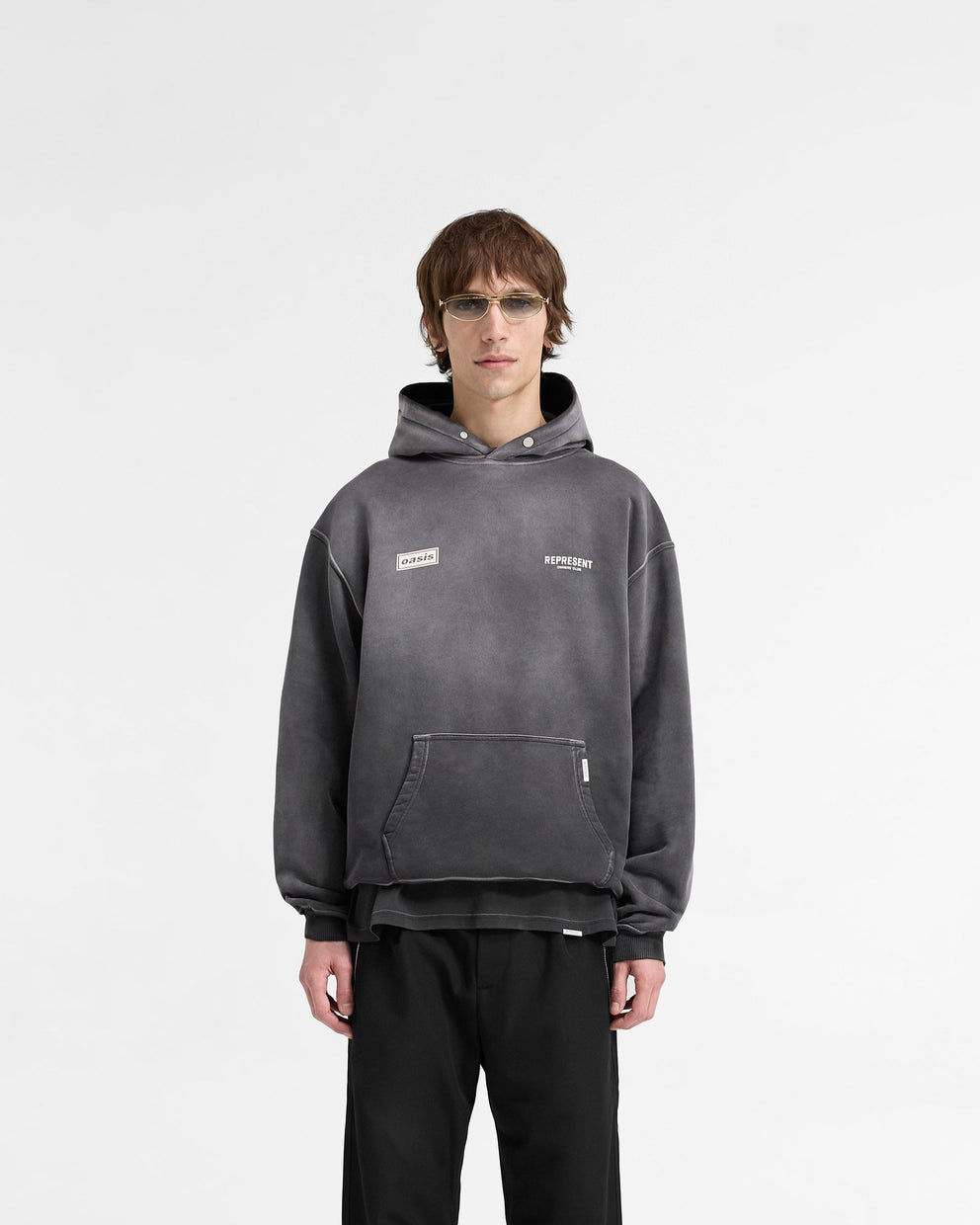 Represent X Oasis Owners Club Hoodie | Stained Black | REPRESENT