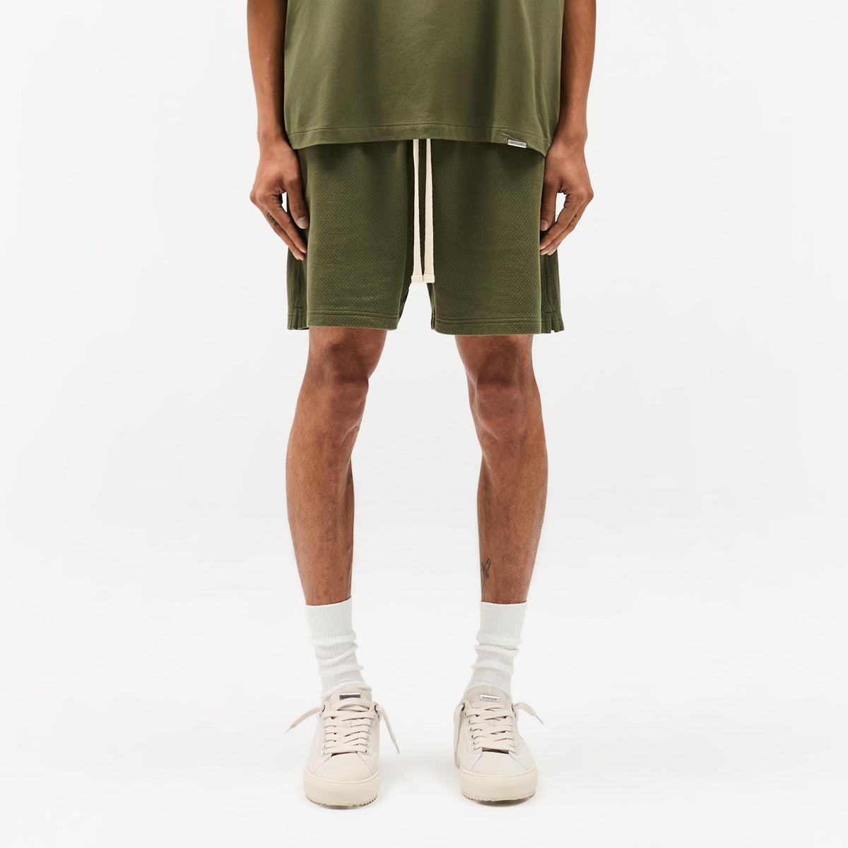 Army Green Initial Mesh Shorts | Mens Shorts | REPRESENT