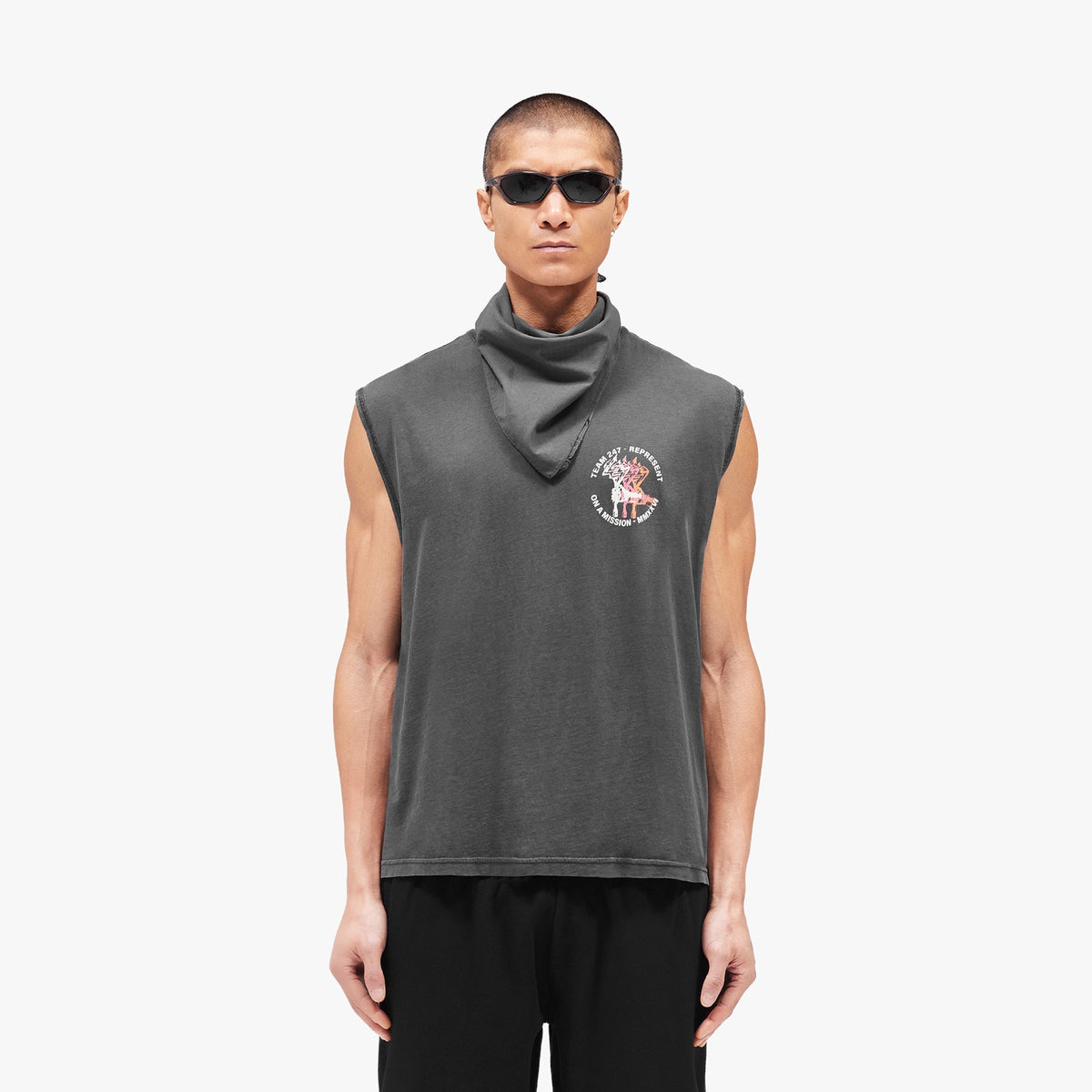 Washed Black 247 Torch Crop Tank | 247 SS26 T-Shirts | REPRESENT