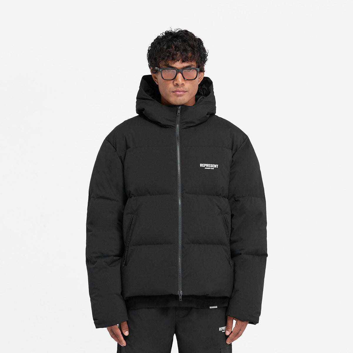 Black Hooded Puffer Jacket | REPRESENT