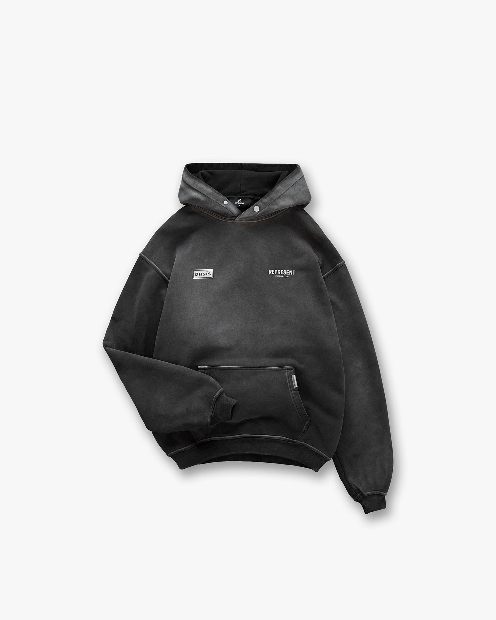 Represent X Oasis Owners Club Hoodie | Stained Black | REPRESENT