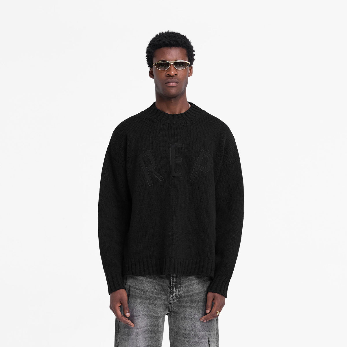 Rep Knit Jumper | Black | REPRESENT