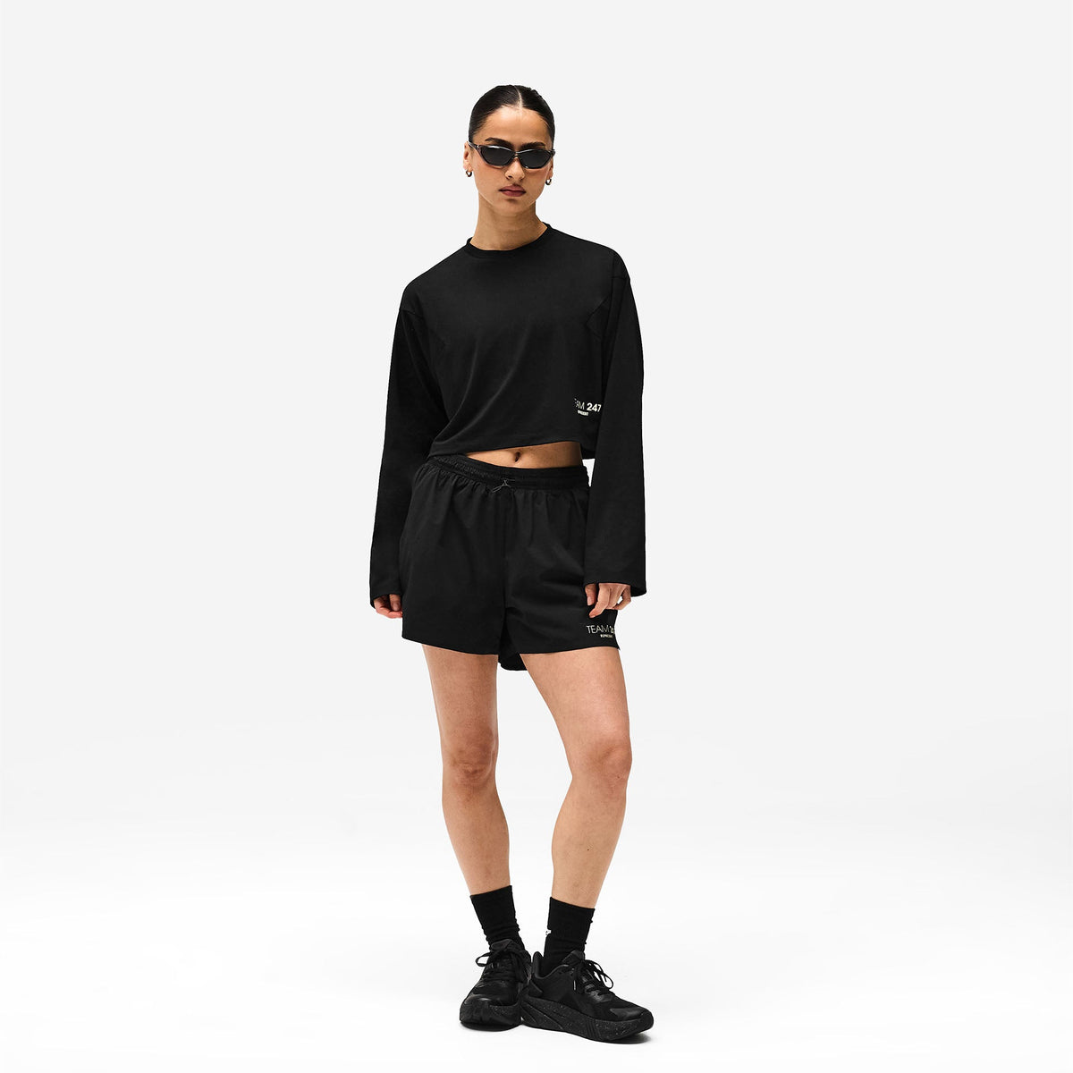 Black 247 DNA Cropped Tee | 247 Running T-Shirt | REPRESENT