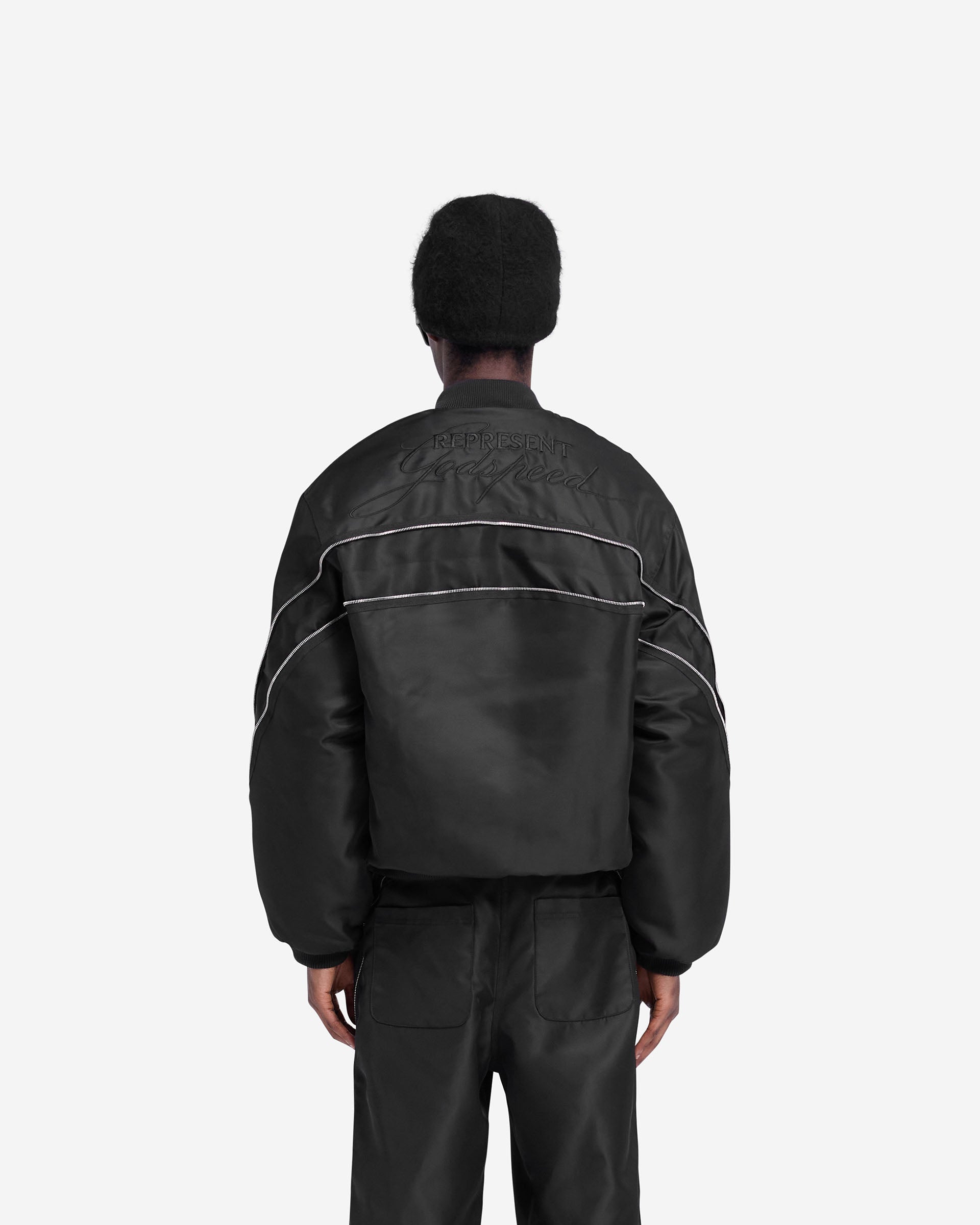 Zip Back Bomber Jacket - Jet Black | REPRESENT