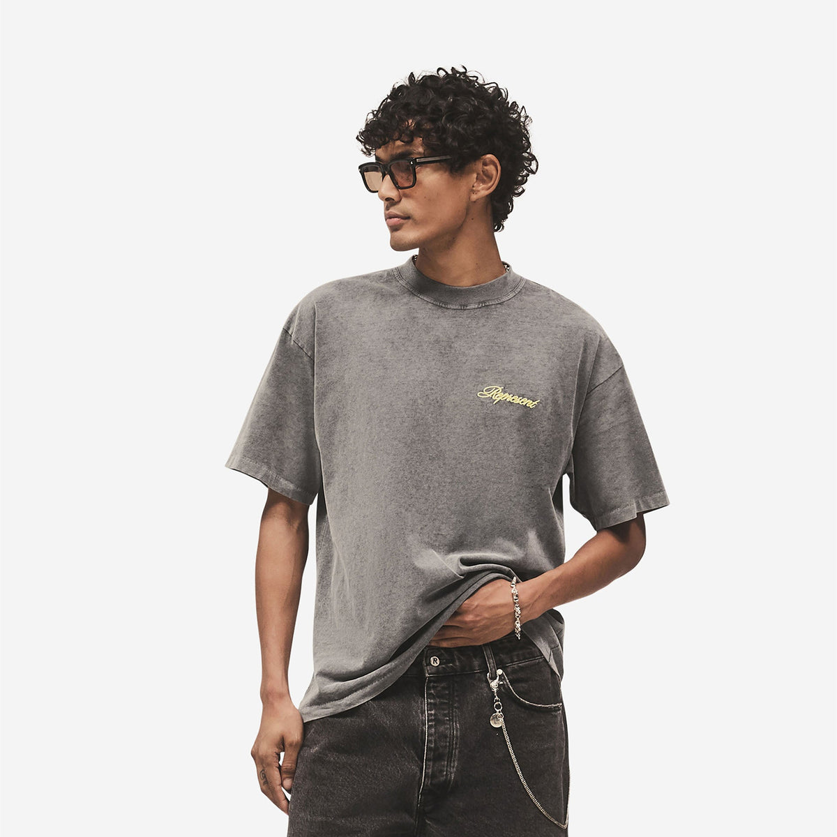 Script Logo T-Shirt - Vintage Grey | REPRESENT