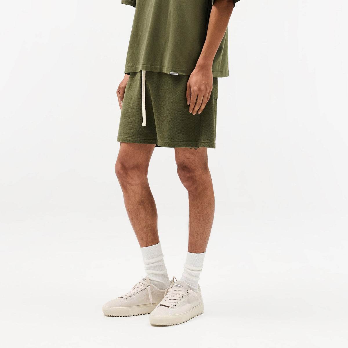 Army Green Initial Mesh Shorts | Mens Shorts | REPRESENT
