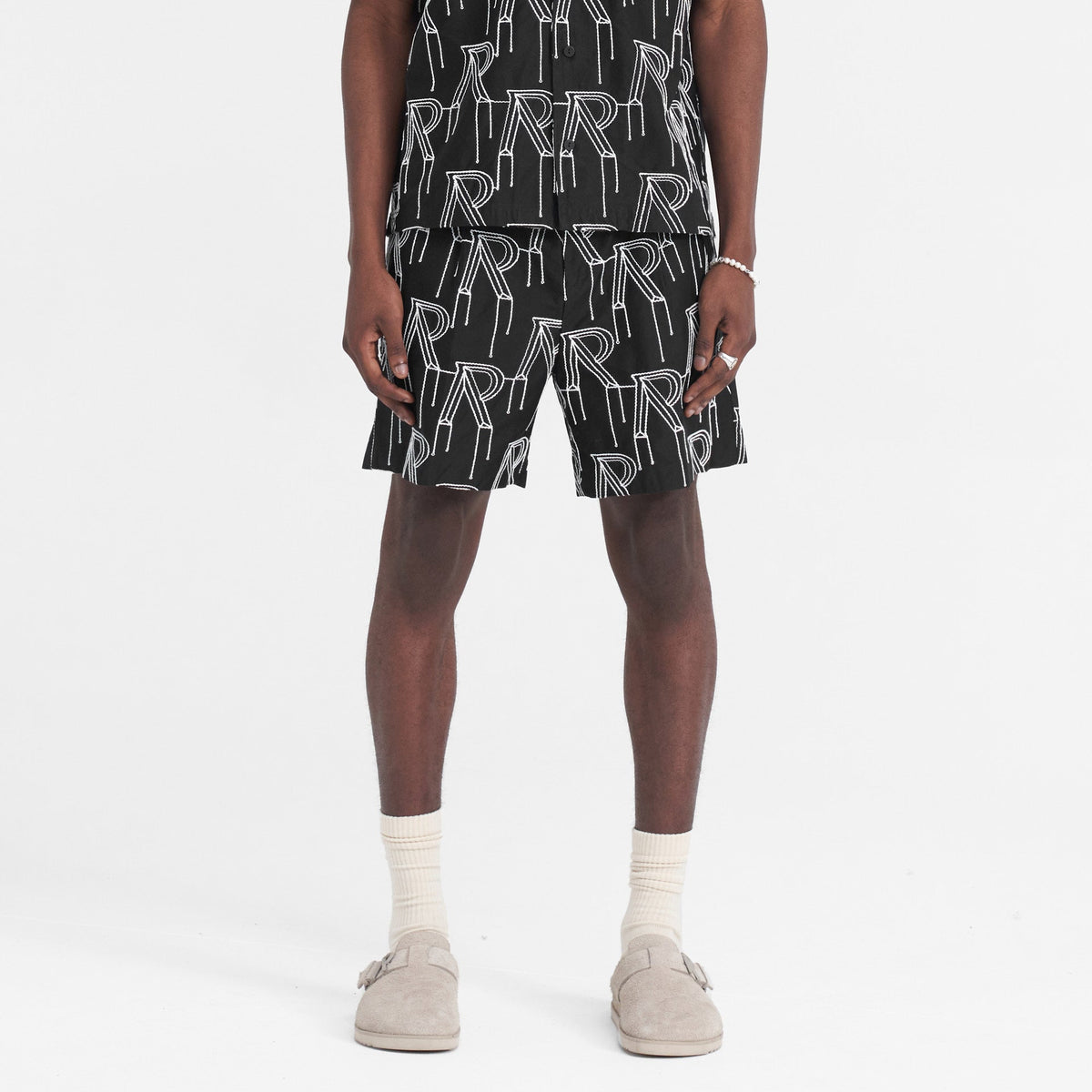 Embroidered Initial Tailored Short - Black | REPRESENT