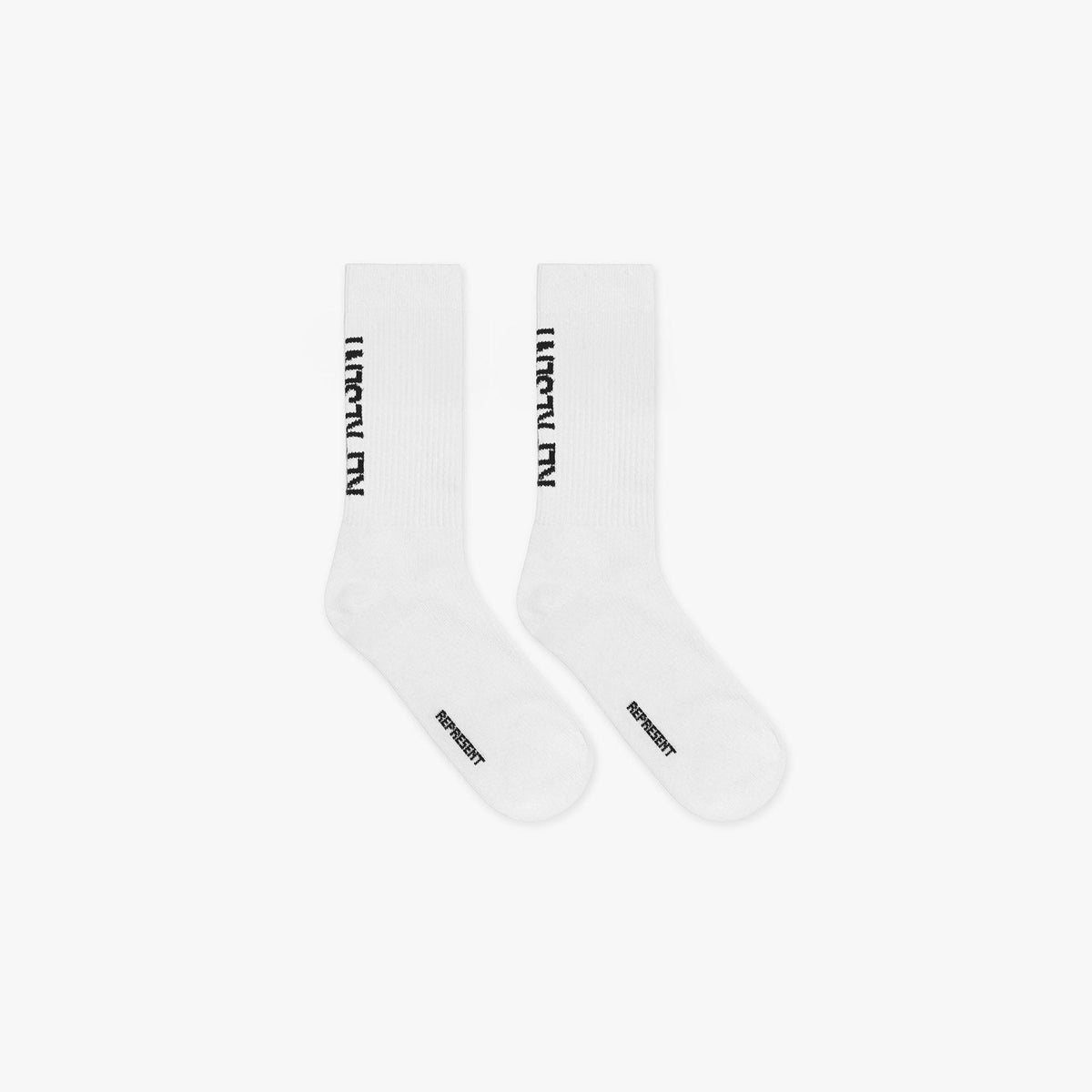Represent Logo Socks 2 Pack - Flat White Black | REPRESENT